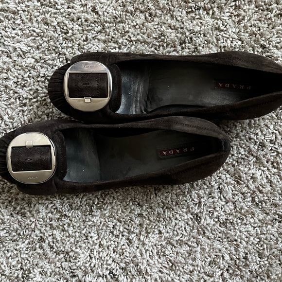 Prada | Shoes | Prada Suede Flats Brown Size 385 | Poshmark